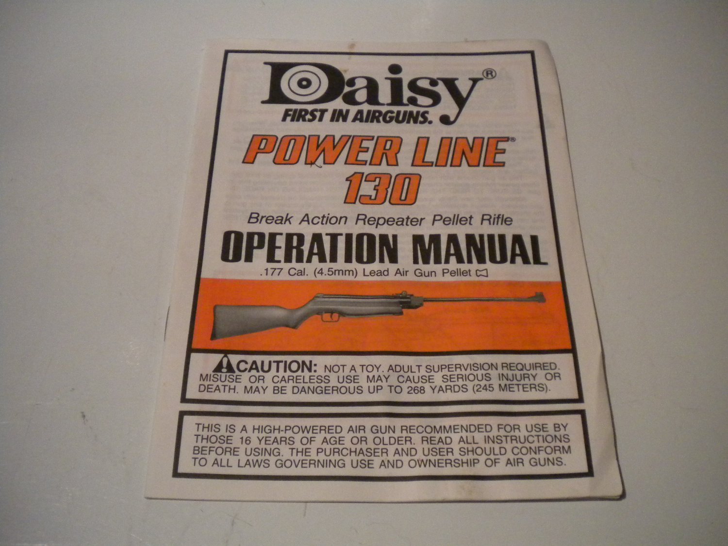 Daisy Powerline 130 .177 Airgun Operation Manual; Original