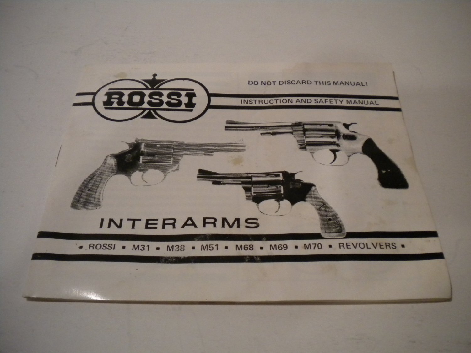 Rossi owners manual handgun revolver Model 31 38 68 69 70