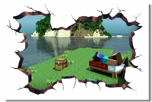 Wall Mural Minecraft #05 Photo Mural Wall Stickers Minecraft Black Glue ...