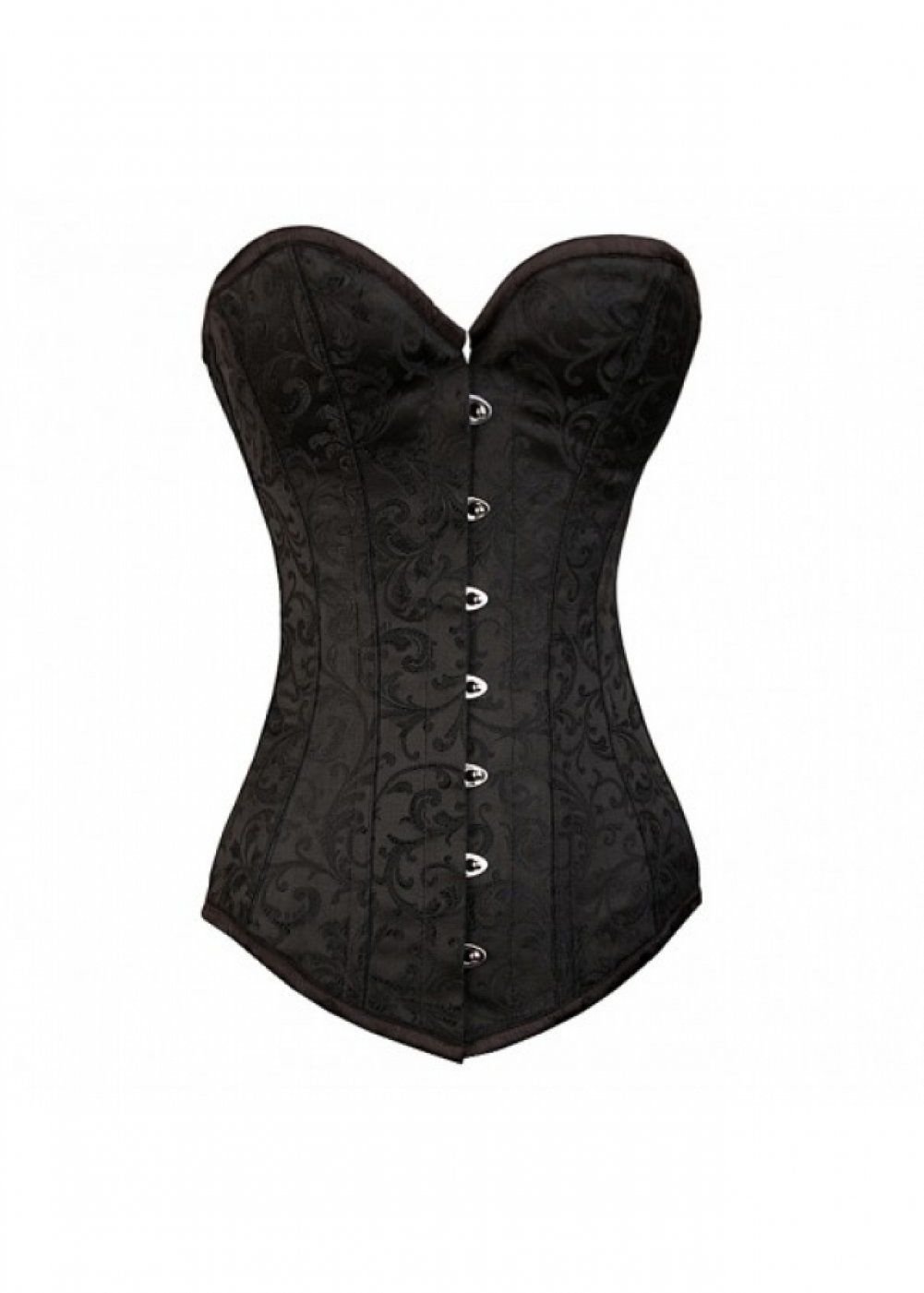 Black Brocade Gothic Burlesque Bustier Waist CIncher Basque LONG ...