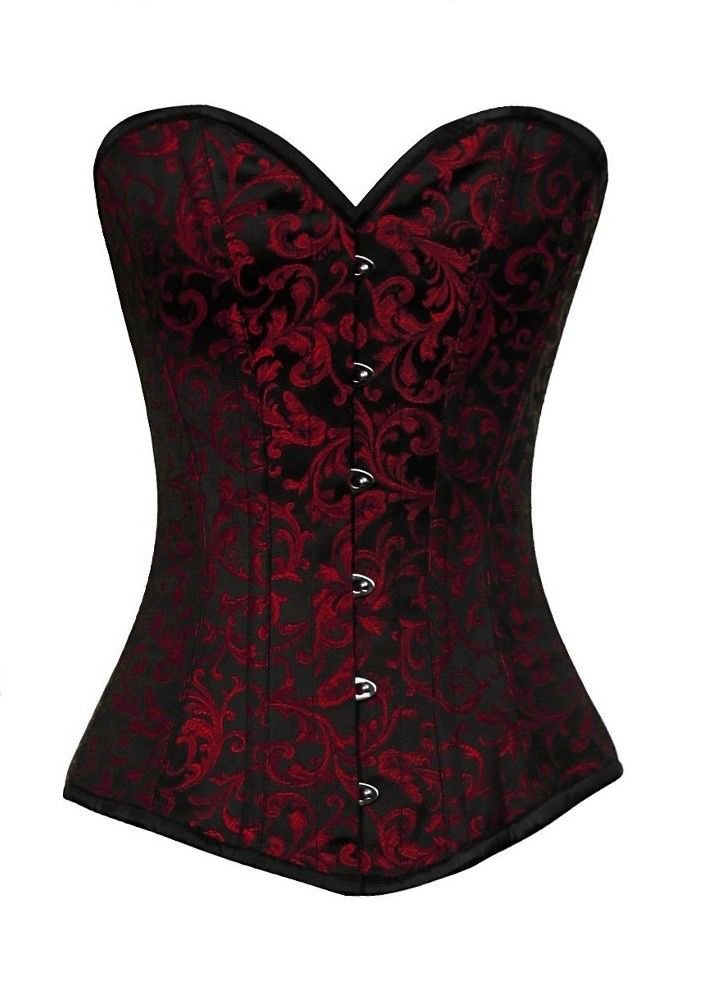 Red Black Brocade Gothic Burlesque Waist Cincher Bustier Overbust ...