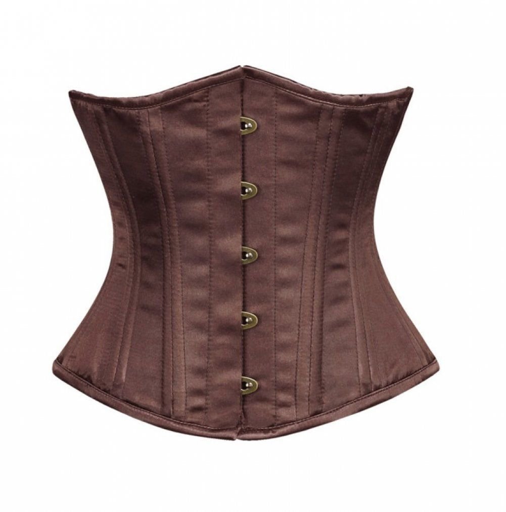 Brown Satin Gothic Burlesque Double Bone Burlesque Bustier Underbust ...