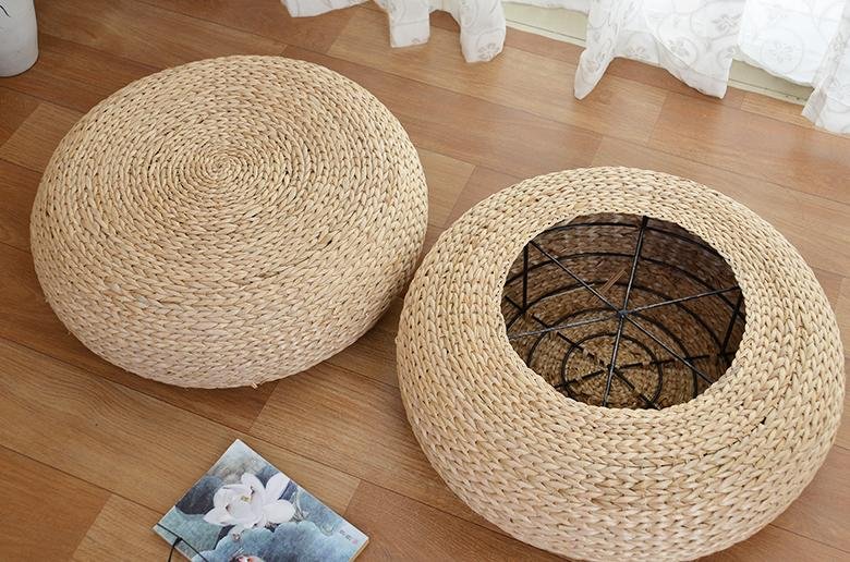 Handcrafted Eco-friendly Woven Knitted Straw Seat Natural straw futon ...