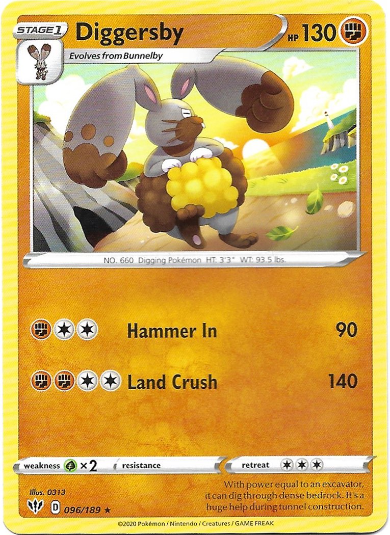 Diggersby Pokemon Pokemon Darkness Ablaze Trading Card 096/189