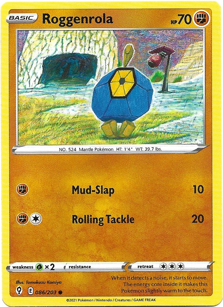 Roggenrola Pokemon Evolving Skies Trading Card 086/203