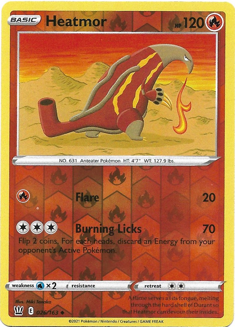 Heatmor Reverse Foil Pokemon Battle Styles Trading Card 026/163