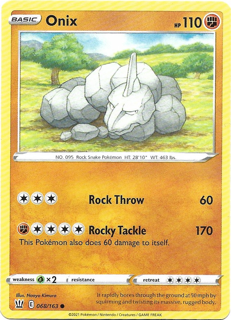 Onix Pokemon Battle Styles Trading Card 068/163