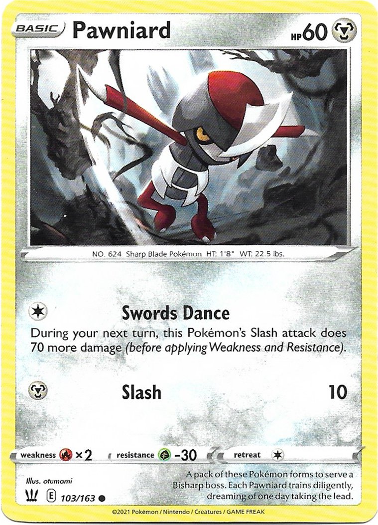 Pawniard Pokemon Battle Styles Trading Card 103/163