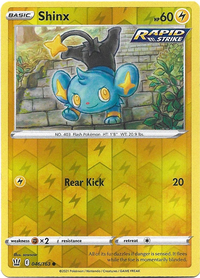 Shinx Reverse Foil Pokemon Battle Styles Trading Card 046/163