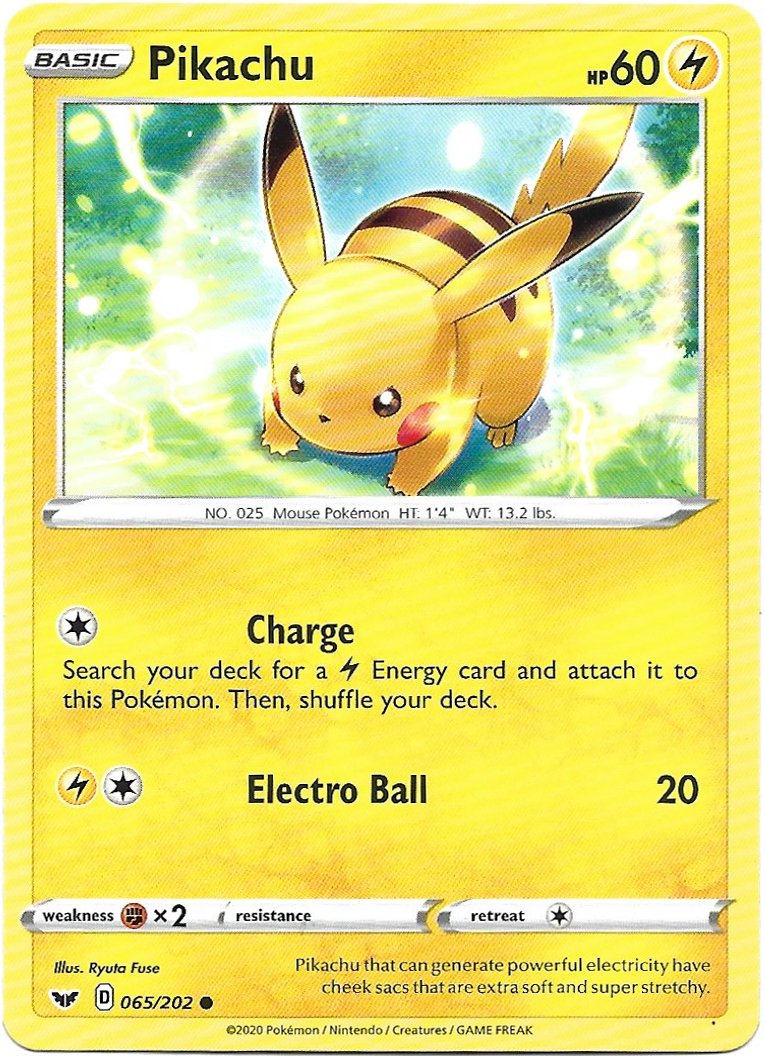Pikachu Pokemon Shining Fates Trading Card 065/202
