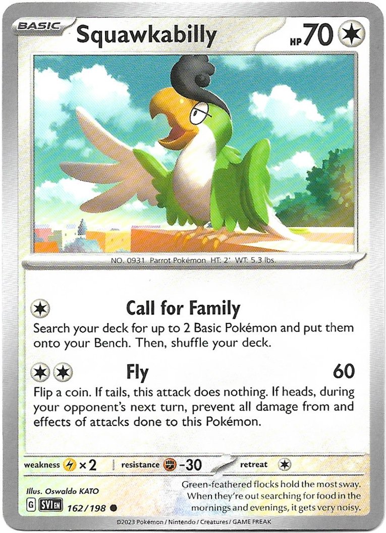Squawkabilly Pokemon Scarlet & Violet Trading Card 162/198