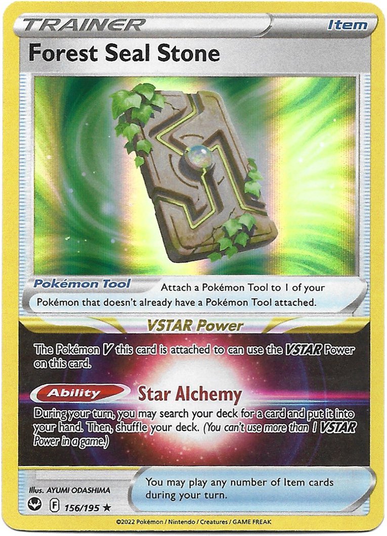 Trainer Forest Seal Stone Pokemon Silver Tempest Trading Card 156/195