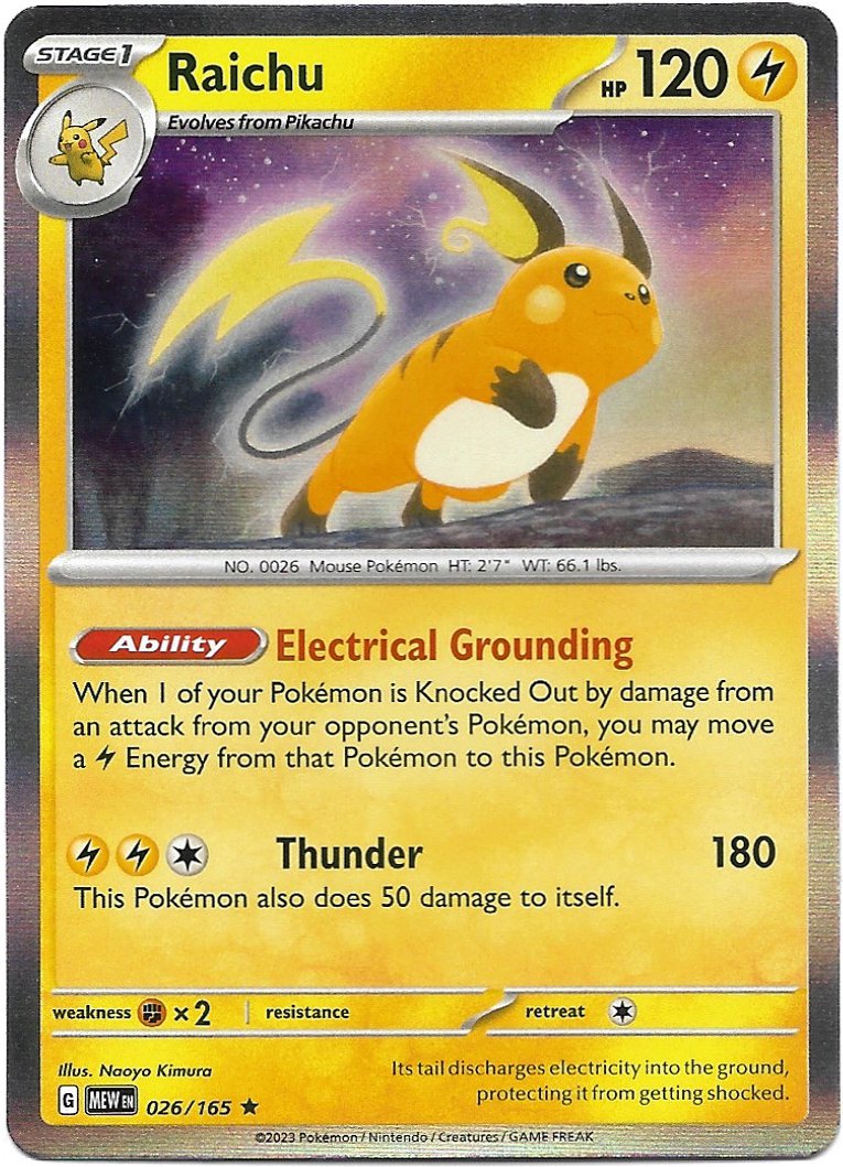 Raichu Pokemon Scarlet & Violet 151 Trading Card 026/165