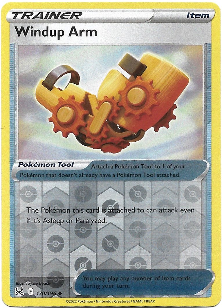 Trainer Windup Arm Pokemon Lost Origin Reverse Foil Trading Card 170/196
