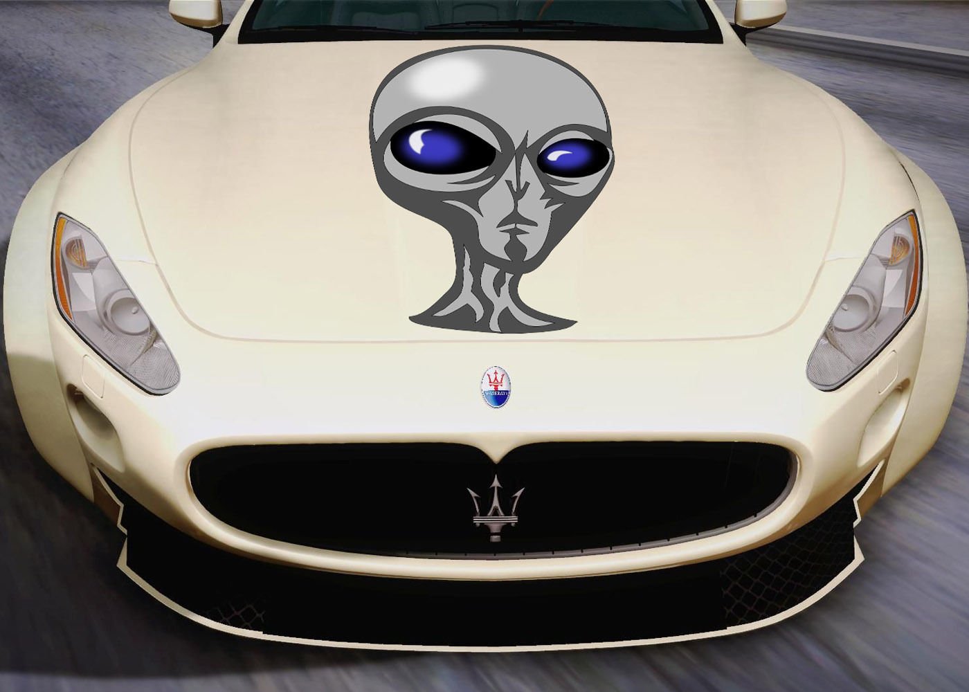 Extraterrestrial Alien Head Full Color Car Decal Sticker KR-72 FRST