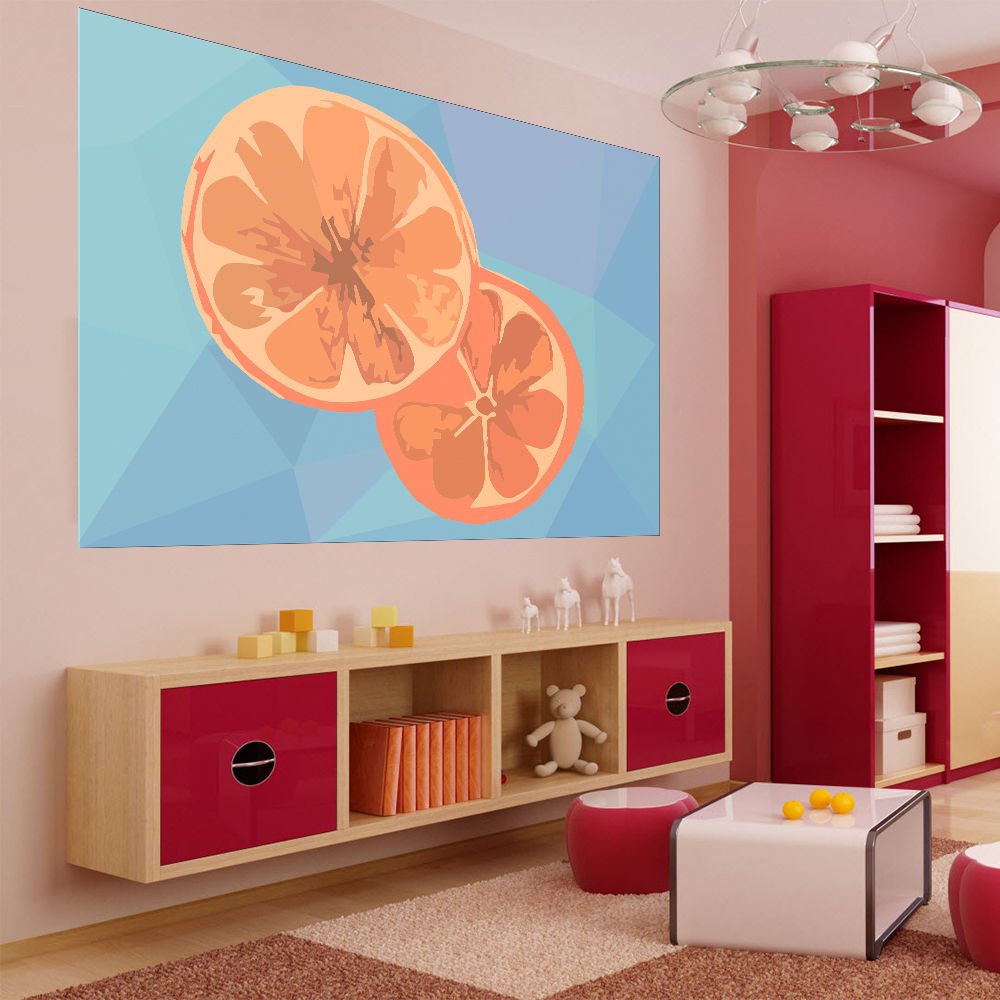 Halves Of Orange Modern Art Full Color Wall Decal Sticker AN-573 FRST