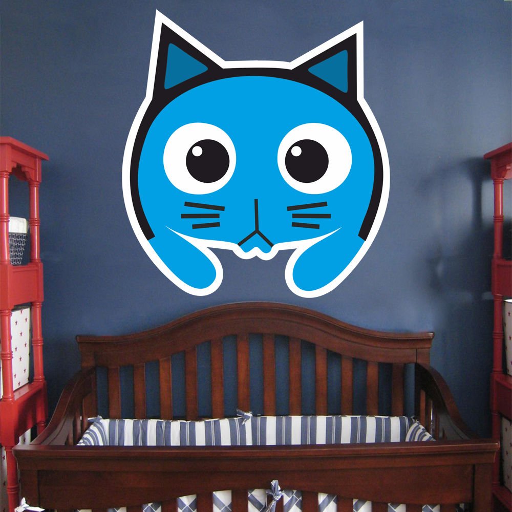 Blue Cat Children'S Room Full Color Wall Decal Sticker AN-523 FRST