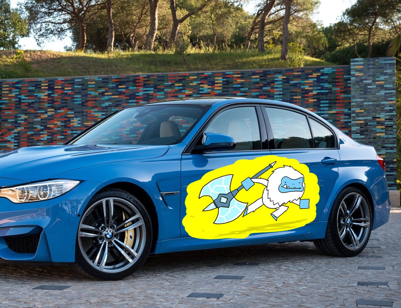 Yeti Caveman Neanderthal Ax Full Color Car Decal Sticker KC-216 FRST