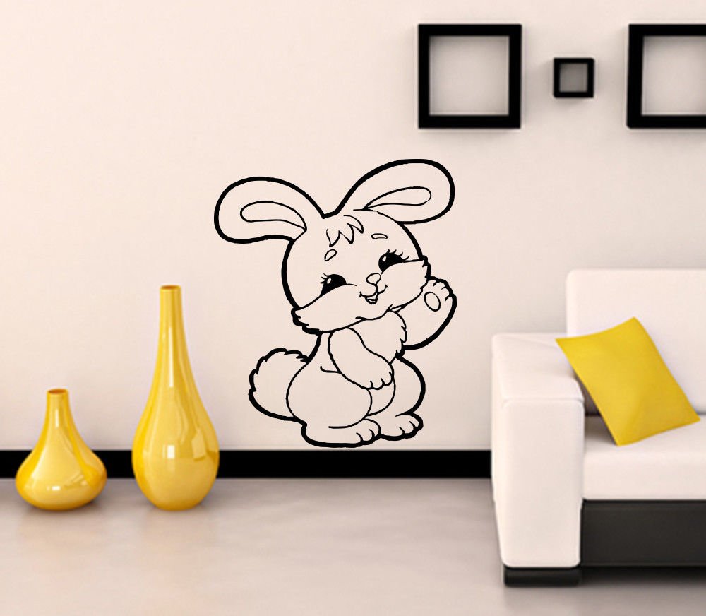 Wall Decor Vinyl Decal Sticker cute fluffy bunny DA1444