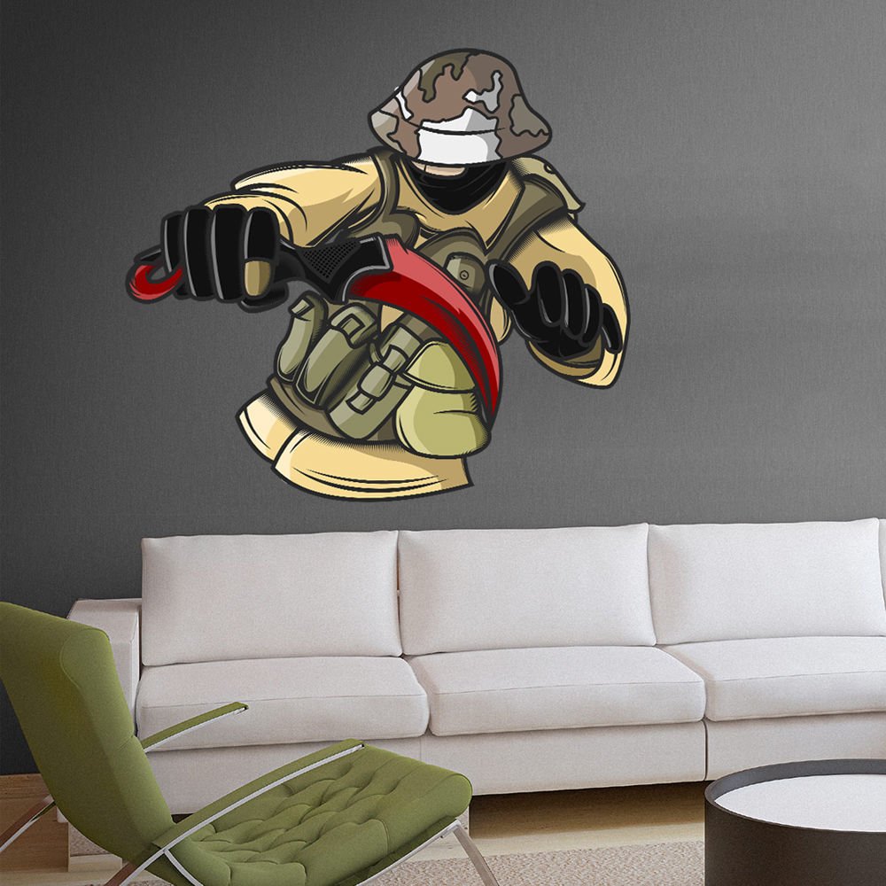 Ninja Sword Soldier Boy Man Full Color Wall Decal Sticker KR-190 FRST