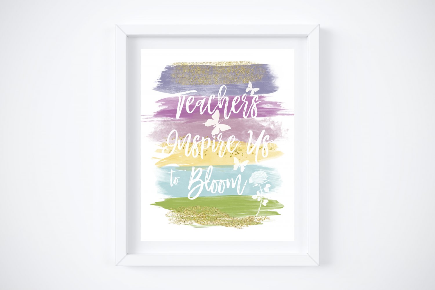 Teachers Inspire Us to Bloom Watercolor Brush Art Print with Quote: 8 ...