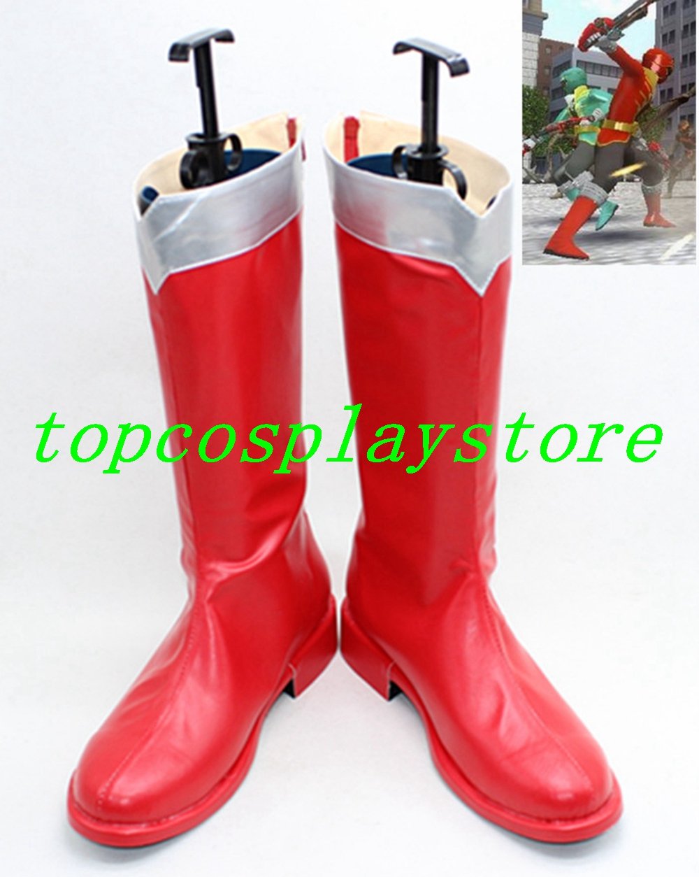 Power Rangers Super combat team Power Ranger Cosplay Shoes boots red ...