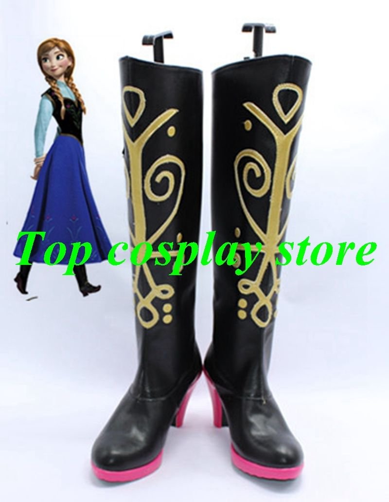 Frozen Princess Anna Cosplay Shoes Boots high heel ver one shoe boot