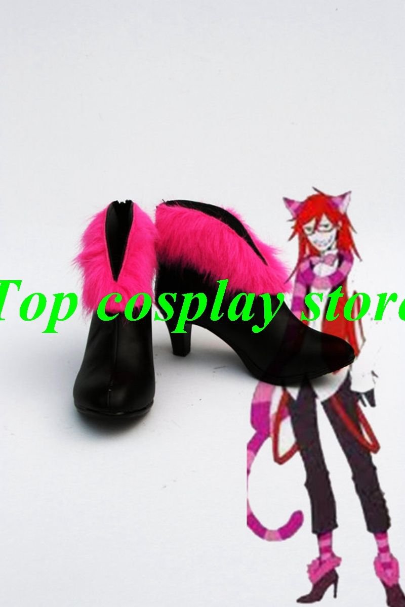Black Butler Kuroshitsuji Grell Sutcliff Grey Berk Cosplay Shoes boots ...
