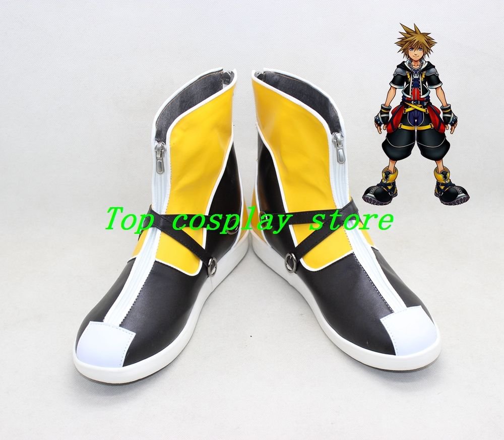 Kingdom Hearts 2 II Sora yellow ver Cosplay Boots Shoes shoe boot #NC605