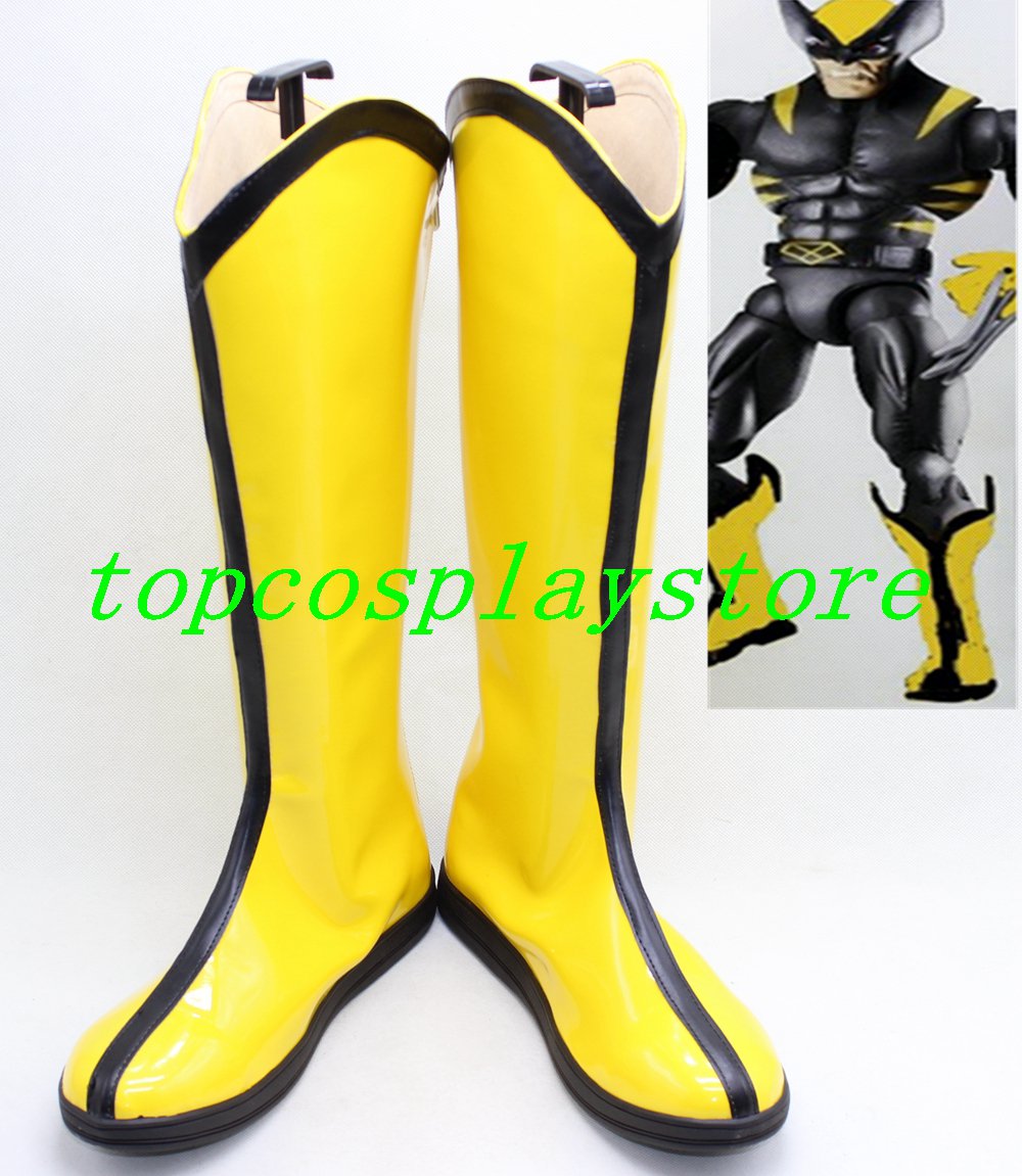 x-men Logan Wolverine cosplay Shoes Boots hand made Custom made yellow ...