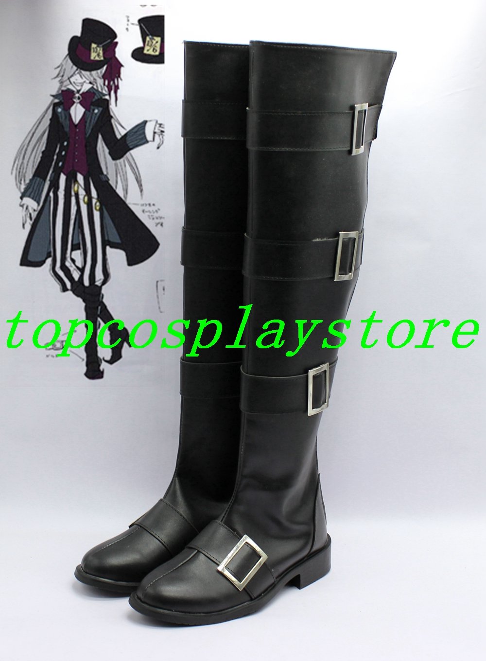 Black Butler Sebastian UnderTaker Cosplay Boots shoes flat ver #15YJZ93