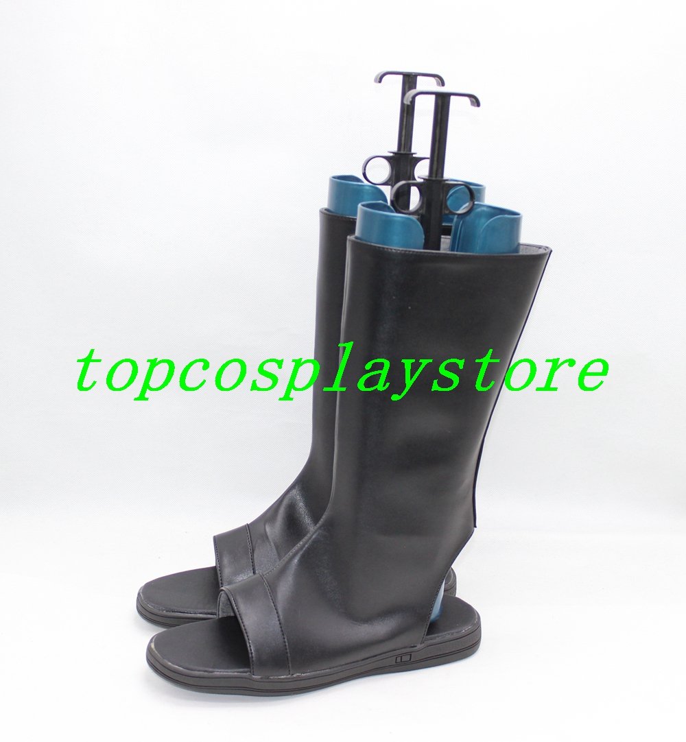 Naruto Uchiha Sasuke Cosplay Boots shoes Black open heel