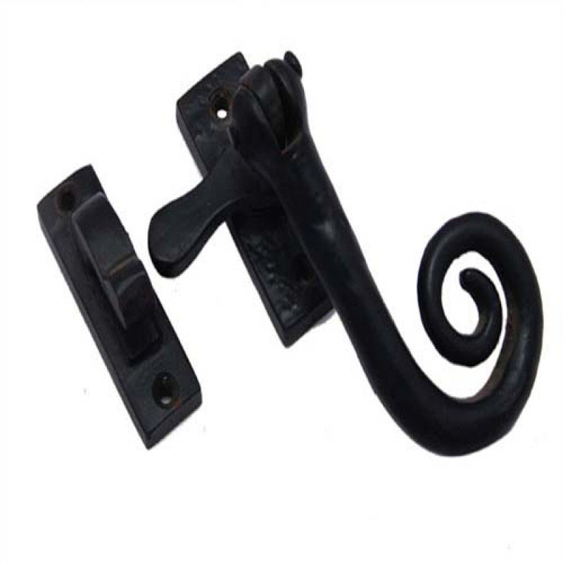 Twisted Iron Window Fastener - Black Powdercoated