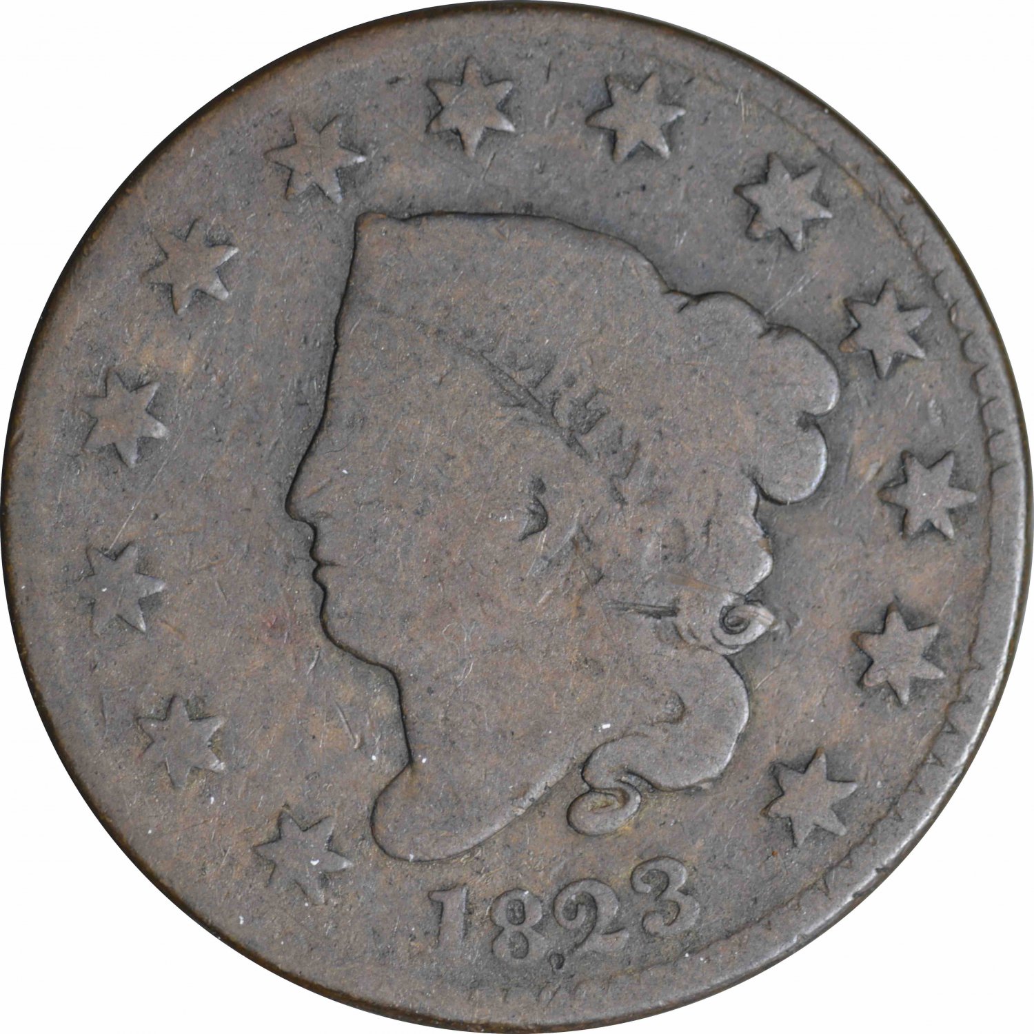 1823 Large Cent, N2 R2, Good