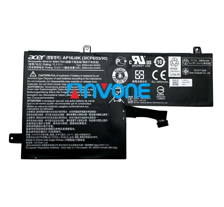 AP16J8K Battery For Acer 3ICP6/55/90