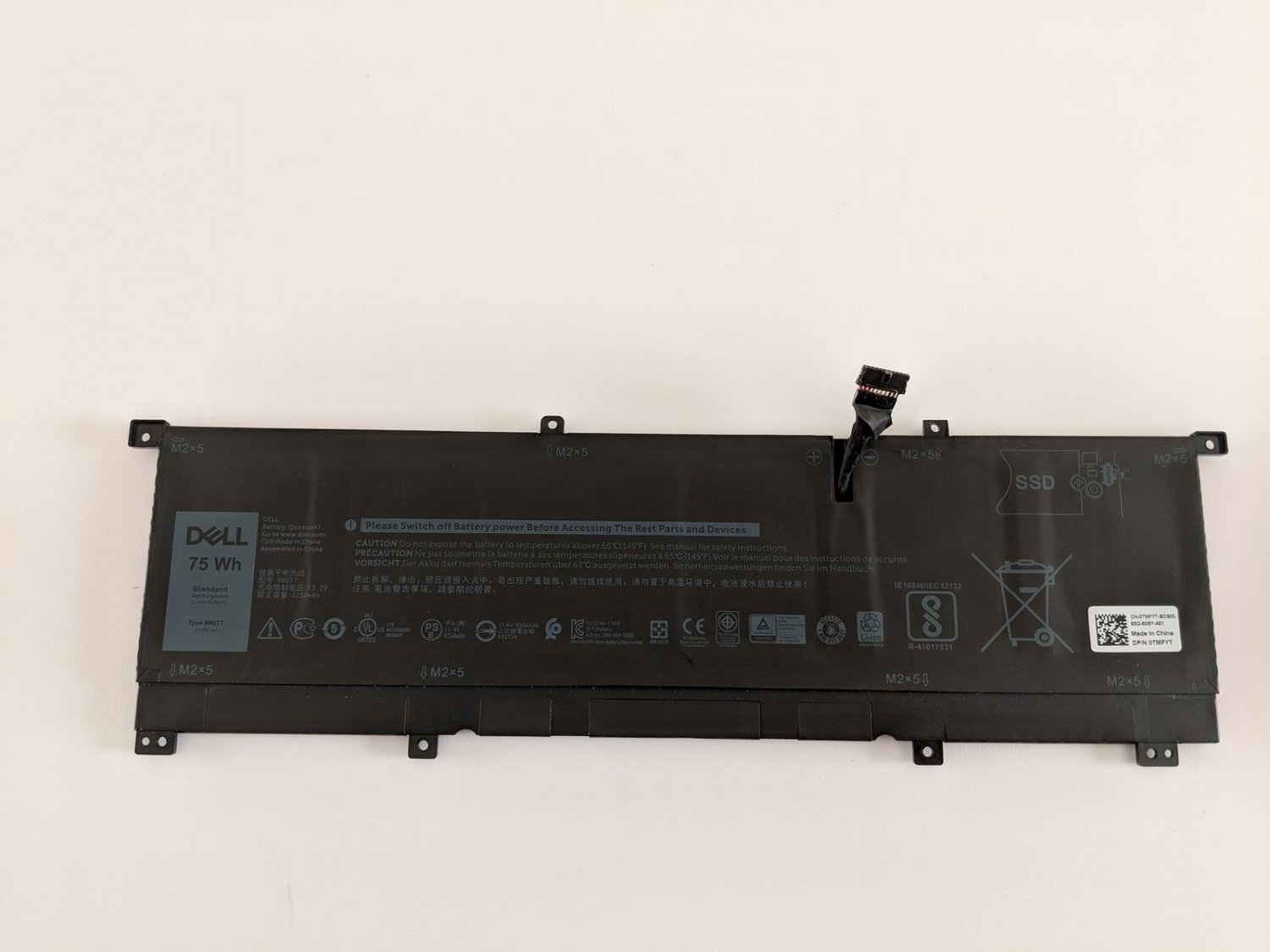 8N0T7 Dell Precision 5530 2-in-1 XPS 15-9575-D1605TS XPS 15-9575 ...