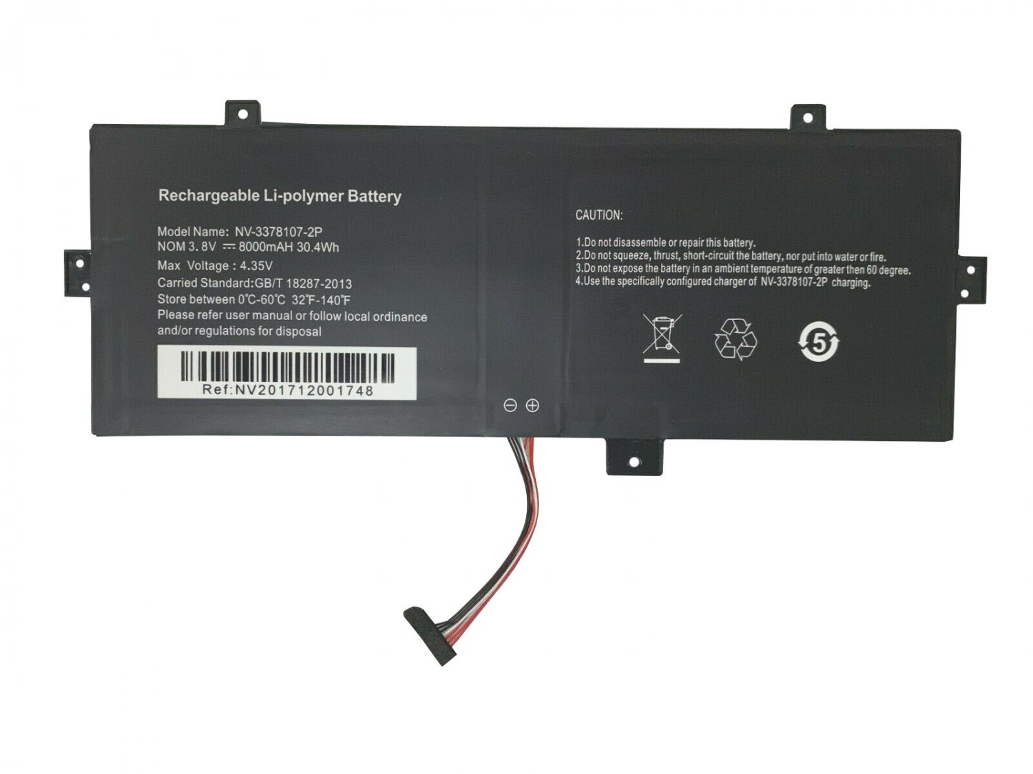 Genuine NV-3378107-2P Battery 3.8V 8000mAh For Ematic EWT117
