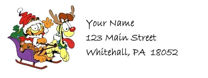 Garfield and Opie Christmas Return Address Labels