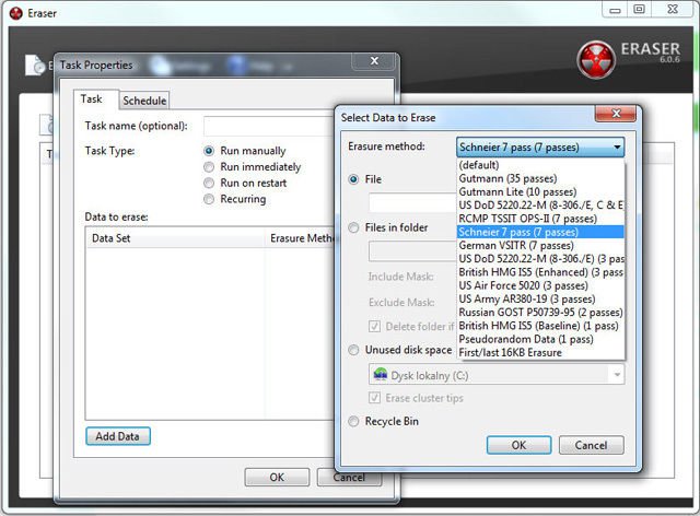 Disk Eraser Wipe Shred Delete Clean Data Hard drive Permanently Windows ...