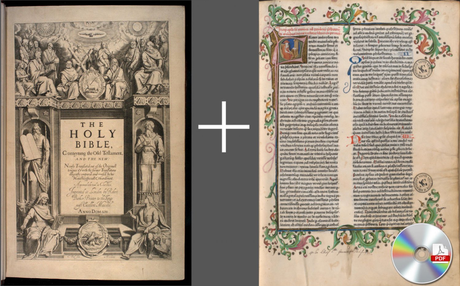 King James Bible 1611 First Edition Apocrypha & Gutenberg Latin 1462 ...