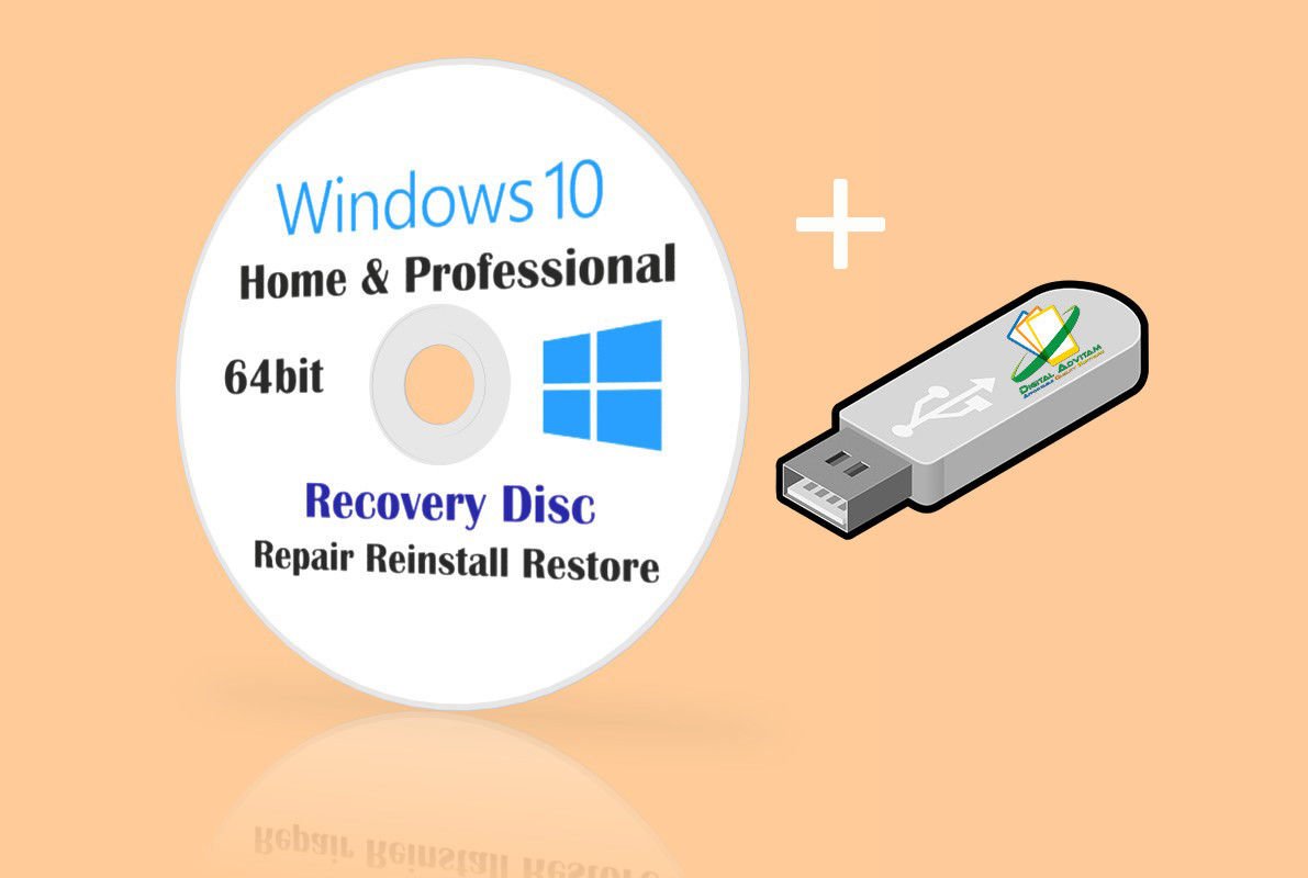 Windows 10 Home & Pro 64 bit Install Reinstall Restore Recovery Repair ...