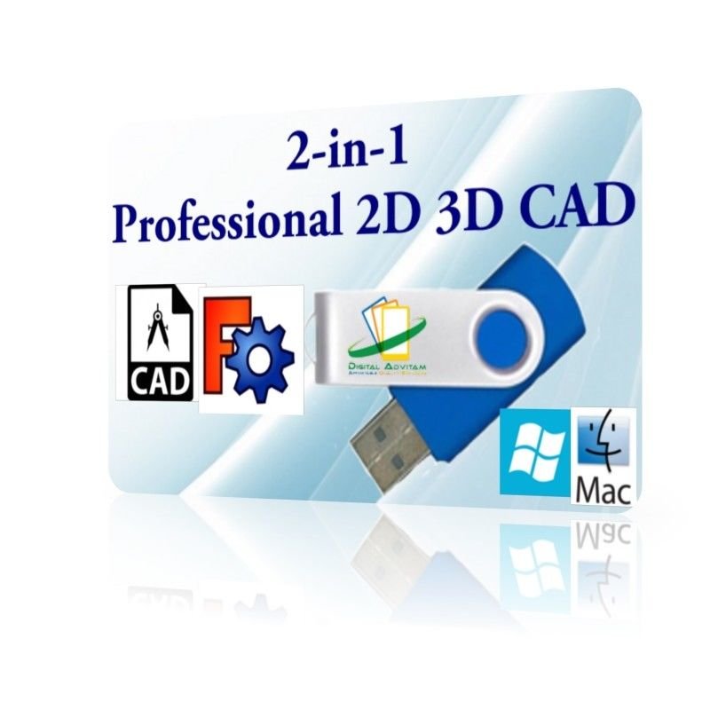 2023 Pro 2D 3D CAD software DXF parametric modeler WINDOWS 10 XP PC Mac OSX USB