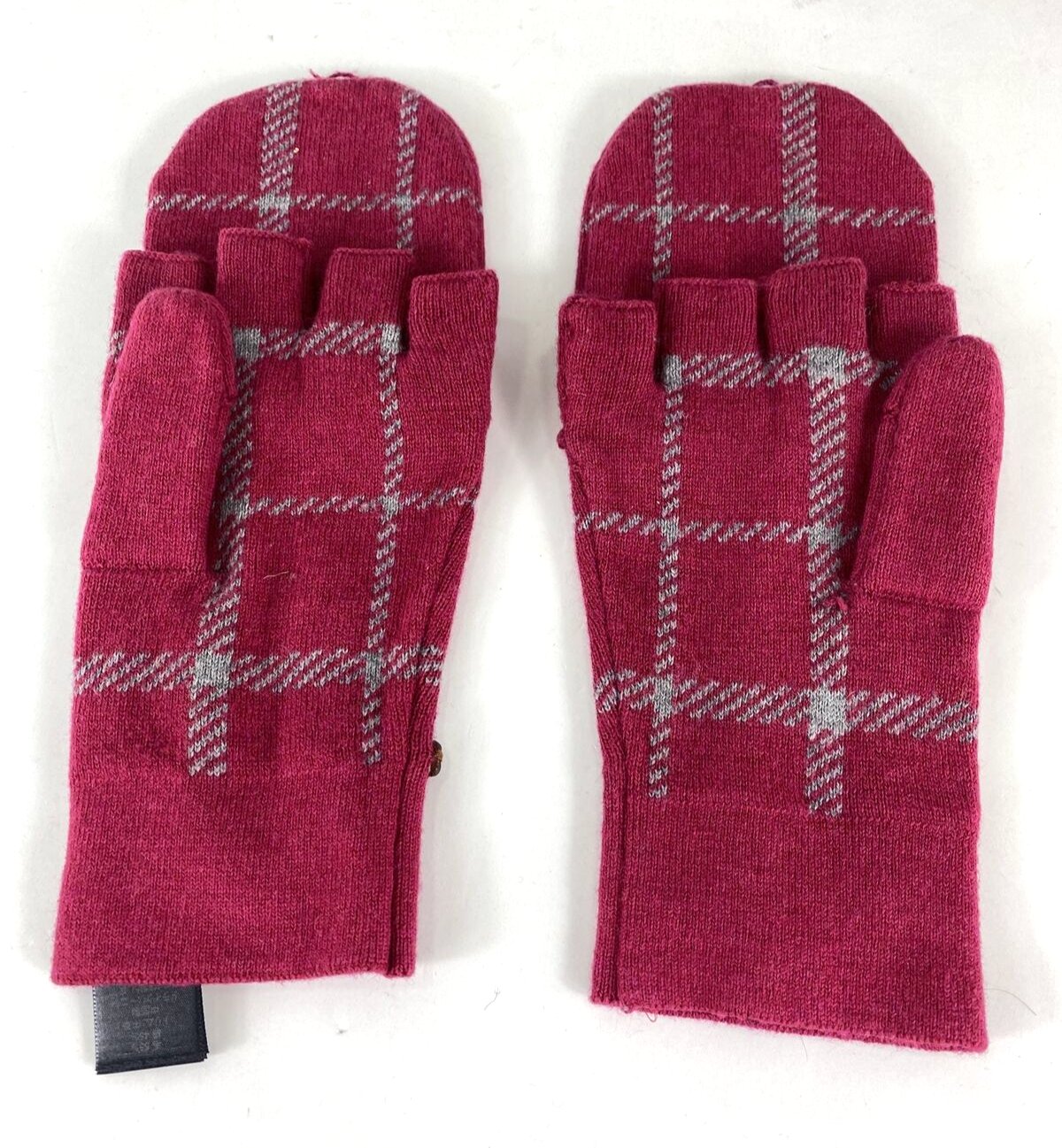 Michael Kors Fingerless Covered Gloves Red Plaid Mittens Soft New F56233 H3