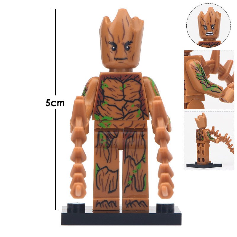 Custom Lego Minifigure Groot Comics Superhero Building Block Toy