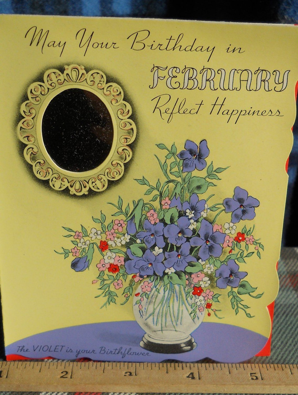 FEBRUARY is your BIRTHDAY card VINTAGE unused circa 40's or earlier