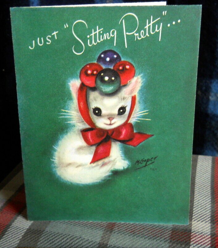 Vintage Marjorie M Cooper little kitten- just sitting pretty ; Rust Craft signed