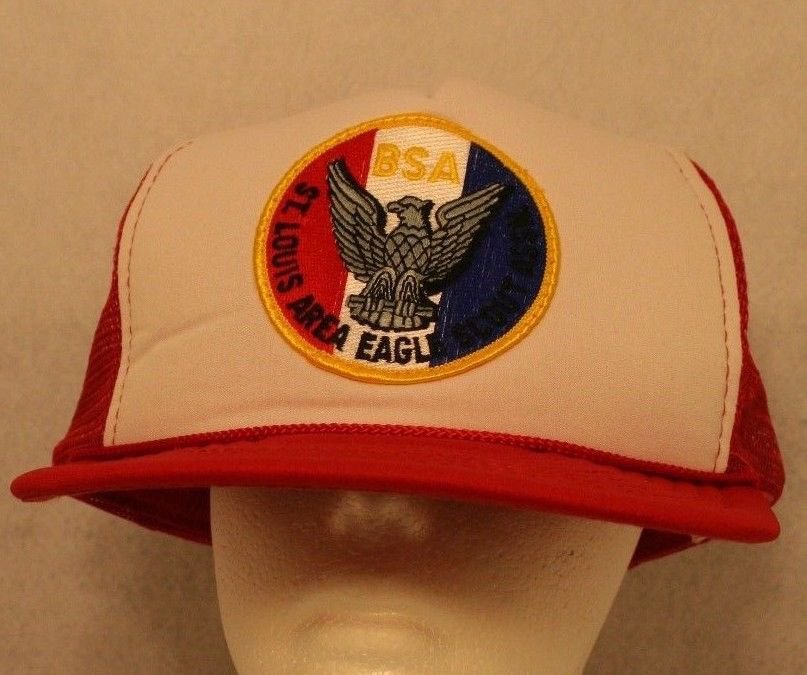 Boys Scouts America Eagle Scout St Louis MO BSA patch red mesh snapback ...