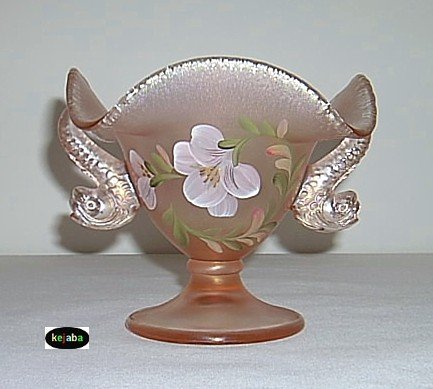 Fenton Hp Sunset Stretch Dolphin Compote Signed George Fenton