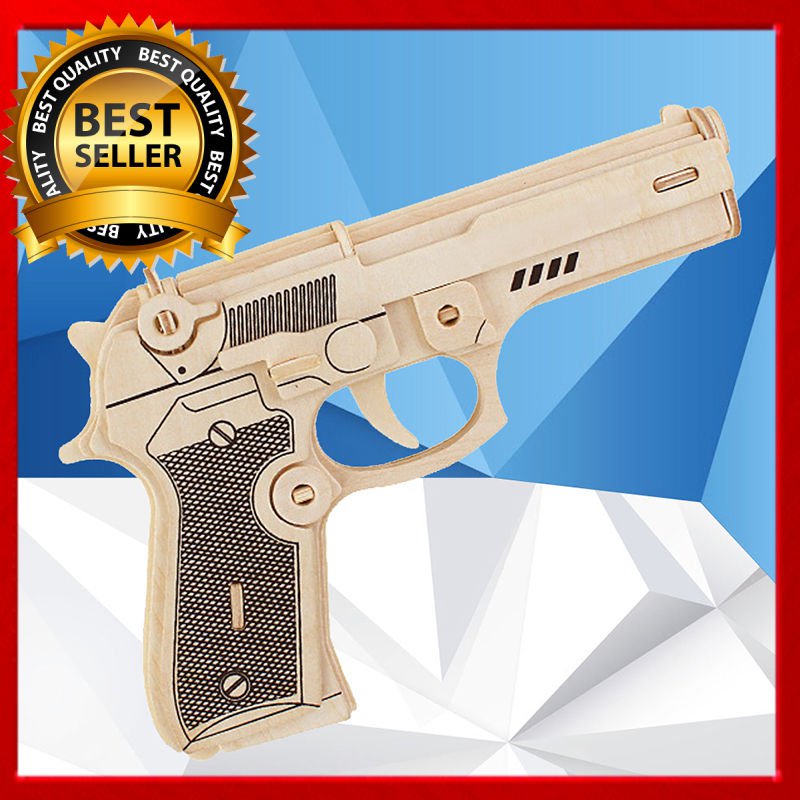 3D DIY Wooden Toys Gun Revolver Puzzle Wood Craft Construction Kit ...