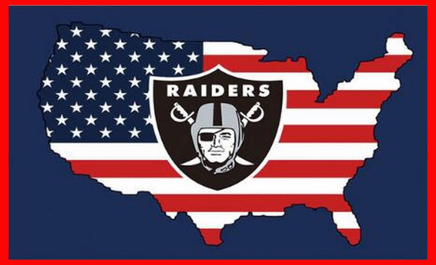 Oakland Raiders Digital Print US Stars And Stripes Sports Team Double ...
